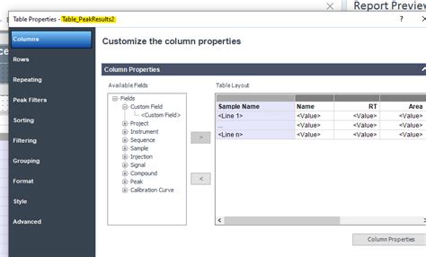 summarization table in report forum chromatography software