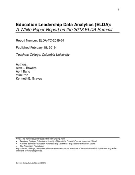 Pdf Education Leadership Data Analytics Elda A White Paper Report