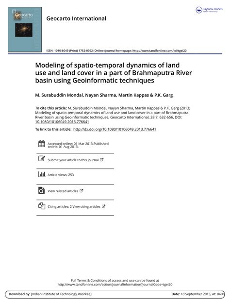 Pdf Modeling Of Spatio Temporal Dynamics Of Land Use And Land Cover
