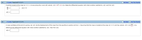 Solved A Particle Located At The Origin At T S Moves Chegg