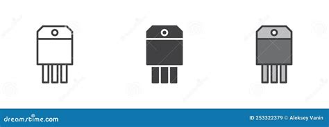 Transistor Chip Vector Icon Symbol Electronic Component Isolated On