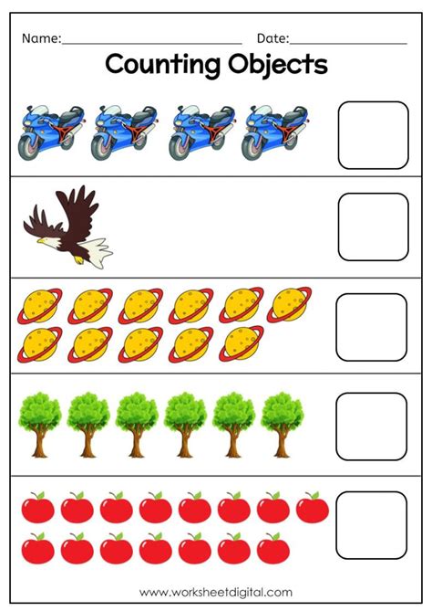 Counting Objects To 20 Number 1 To 20 Kindergarten Worksheet