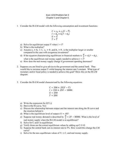 Practice Problems Chapter And Econ Problem Set Chapter And Chapter Consider The