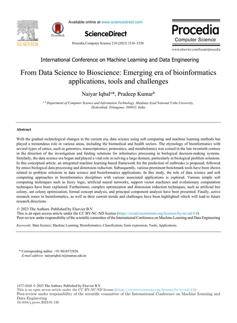 Pdf From Data Science To Bioscience Emerging Era Of Bioinformatics Applications Tools And