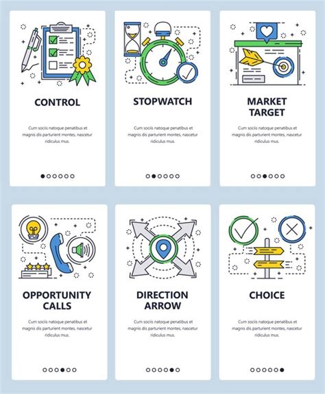 Premium Vector Vector Web Site Linear Art Onboarding Screens Template Marketing And Sales