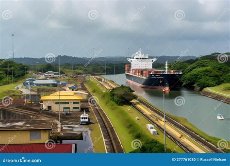 The Panama Canal Panama Generative Ai Stock Illustration