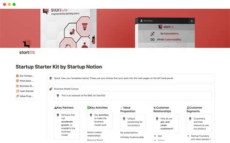 startup starter kit by startup notion notion template