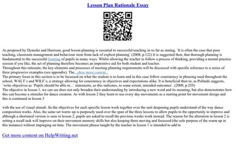 Lesson Plan Rationale Essay Ppt