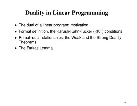 05-lecture lin prog dual - Duality in Linear Programming The dual of a linear program ...