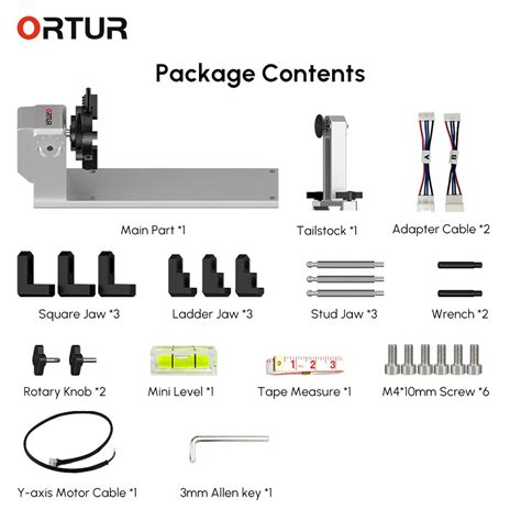 ortur 360° rotary y axis rotary chuck 120mm for laser engraver