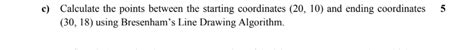 solved 5 c calculate the points between the starting