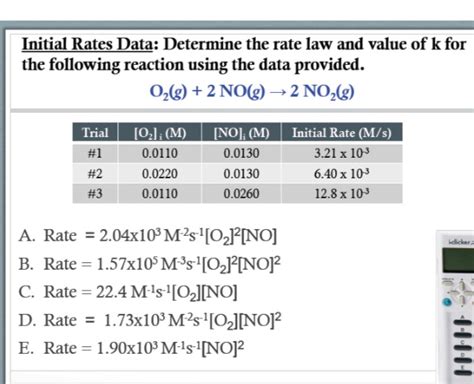 solved initial rates data determine the rate law and value