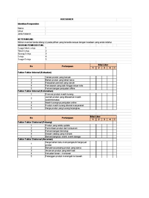 Contoh Kuesioner Pdf