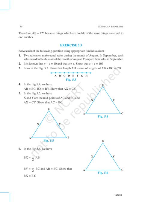 NCERT Exemplar Class Maths Chapter Introduction To Euclids Geometry