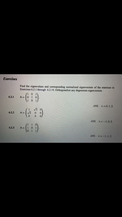 Solved Exercises Find The Eigenvalues And Corresponding Chegg