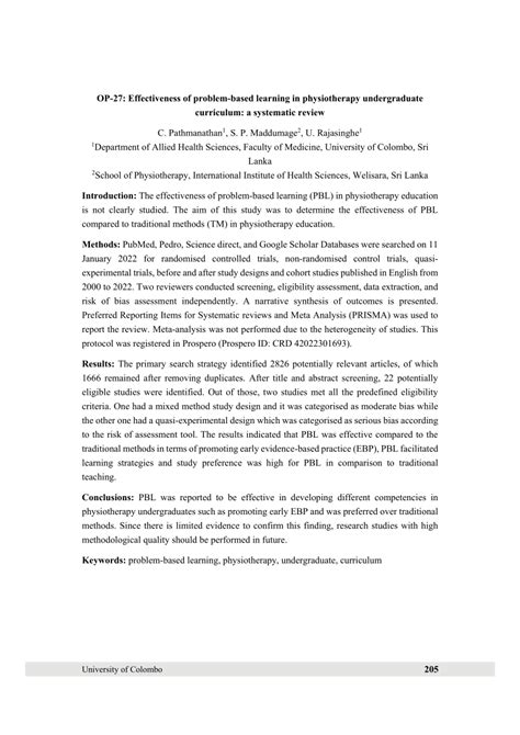 Pdf Effectiveness Of Problem Based Learning In Physiotherapy