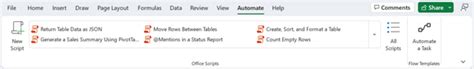 microsoft introduces automate tab in excel for windows and mac