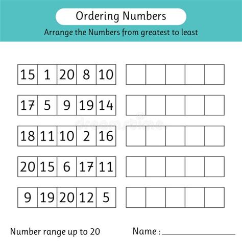 Ordering Numbers Worksheet Arrange The Numbers From Greatest To Least