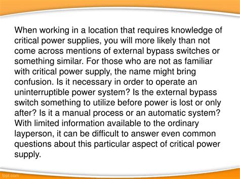 PPT What Is An External Bypass Switch PowerPoint Presentation Free Download ID