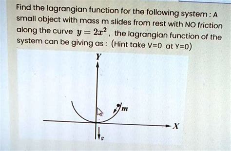 Find The Lagrangian Function For The Following System A Small Object With Mass M Slides From