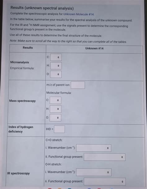 solved results unknown spectral analysis complete the