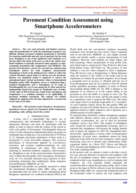Pdf Pavement Condition Assessment Using Smartphone Accelerometers