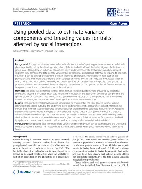 pdf using pooled data to estimate variance components and breeding