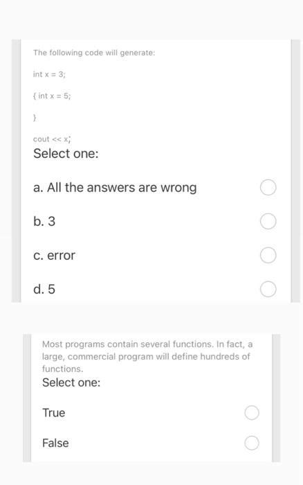 solved the following code will generate int x 3 {int x