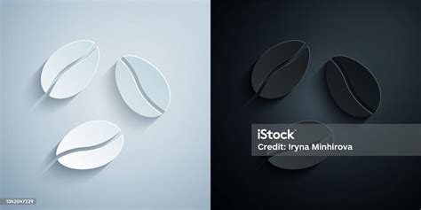 종이 잘라 커피 콩 아이콘 회색과 검은 색 배경에 격리 종이 아트 스타일 벡터 0명에 대한 스톡 벡터 아트 및 기타 이미지 0명 3차원 형태 갈색 Istock