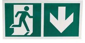 Red Arrow Emergency Exit Down Arrow ART 30 Replacement Legend