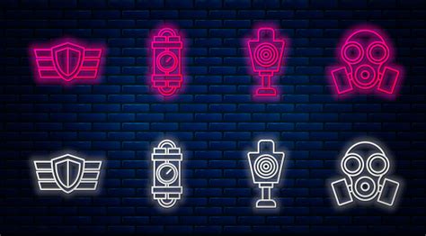 세트 라인 폭발 다이너 마이트 폭탄 스틱 과 타이머 시계 촬영에 대한 인간의 대상 스포츠 군사 보상 메달과 가스 마스크 벽돌