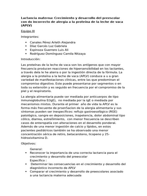 Aplv Pdf Alergia Amamantamiento