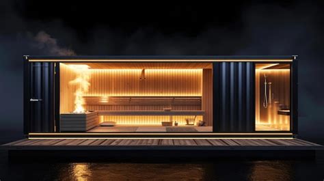 Premium Photo Converted Old Shipping Container Into Sauna Generative Ai