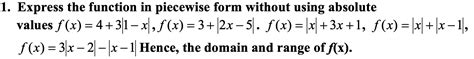Solved 1 Express The Function In Piecewise Form Without
