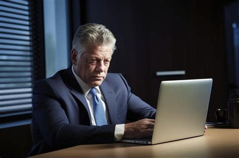 Premium Ai Image Portrait Of A Businessman Working On A Laptop In An Office Created With