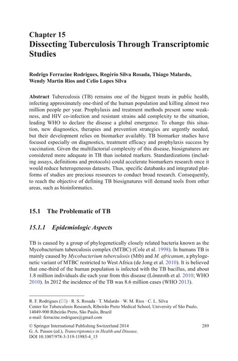 Pdf Dissecting Tuberculosis Through Transcriptomic Studies