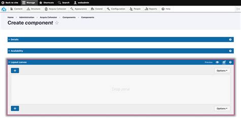 Using The Layout Canvas To Create Layouts For Templates And Components