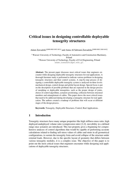 Pdf Critical Issues In Designing Controllable Deployable Tensegrity