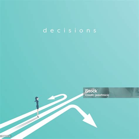 3 화살표 위에 서 있는 사업가와 비즈니스 결정 벡터 개념 결정 기회 도전 경력 사업 상징 여자에 대한 스톡 벡터 아트 및 기타 이미지 Istock