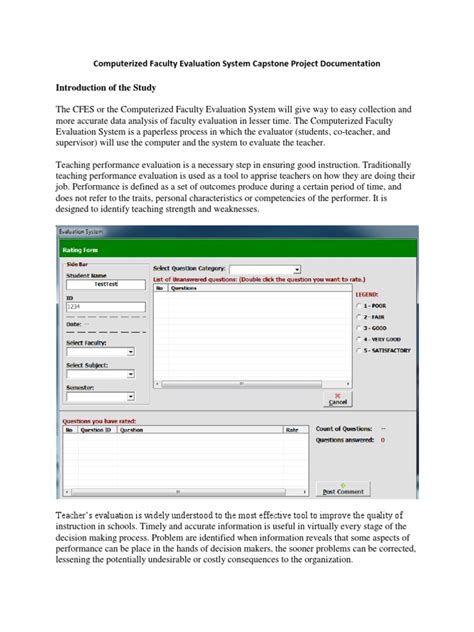 Computerized Faculty Evaluation System Capstone Project Documentation