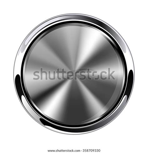 Metal Round Button Chrome Frame Vector 스톡 벡터로열티 프리 358709330