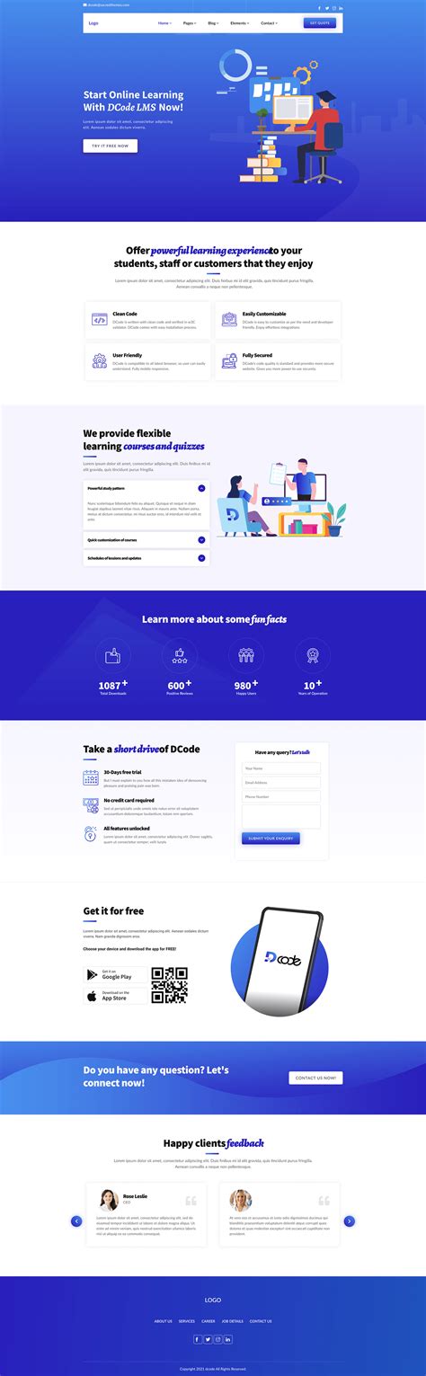Lms Website Landing Page On Behance