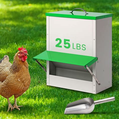 25lb Automatic Chicken Feeders Metal Poultry Feeder No
