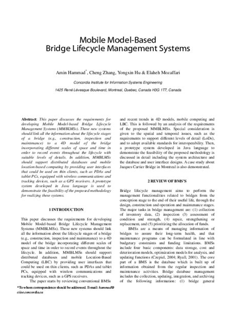 Pdf Mobile Model Based Bridge Lifecycle Management Systems