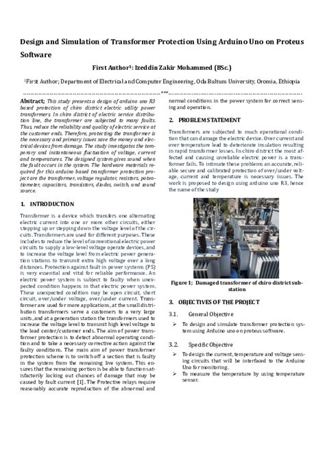 Pdf Design And Simulation Of Transformer Protection Using Arduino Uno