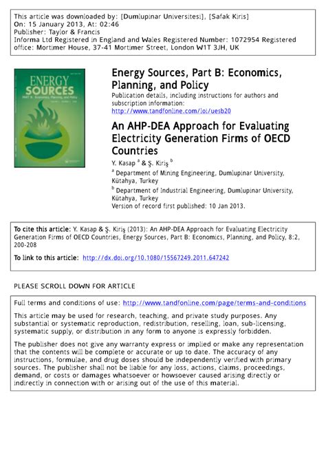 Pdf An Ahp Dea Approach For Evaluating Electricity Generation Firms Of Oecd Countries