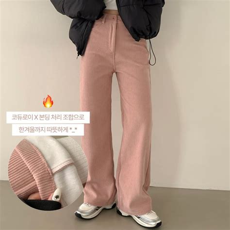 앤드모어 본딩기모기본ver기장선택2xl까지 겨울까지 따뜻하게 코듀로이 하이웨스트 일자 와이드팬츠 5color앤드모어 위시버킷
