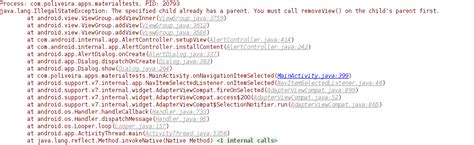 getting java lang illegalstateexception in android stack overflow