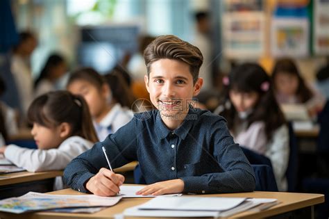 教室中认真学习的学生高清图片下载 正版图片 摄图网