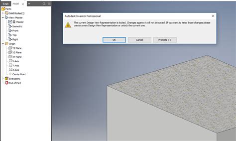 master view rep in an inventor part errors when section views are